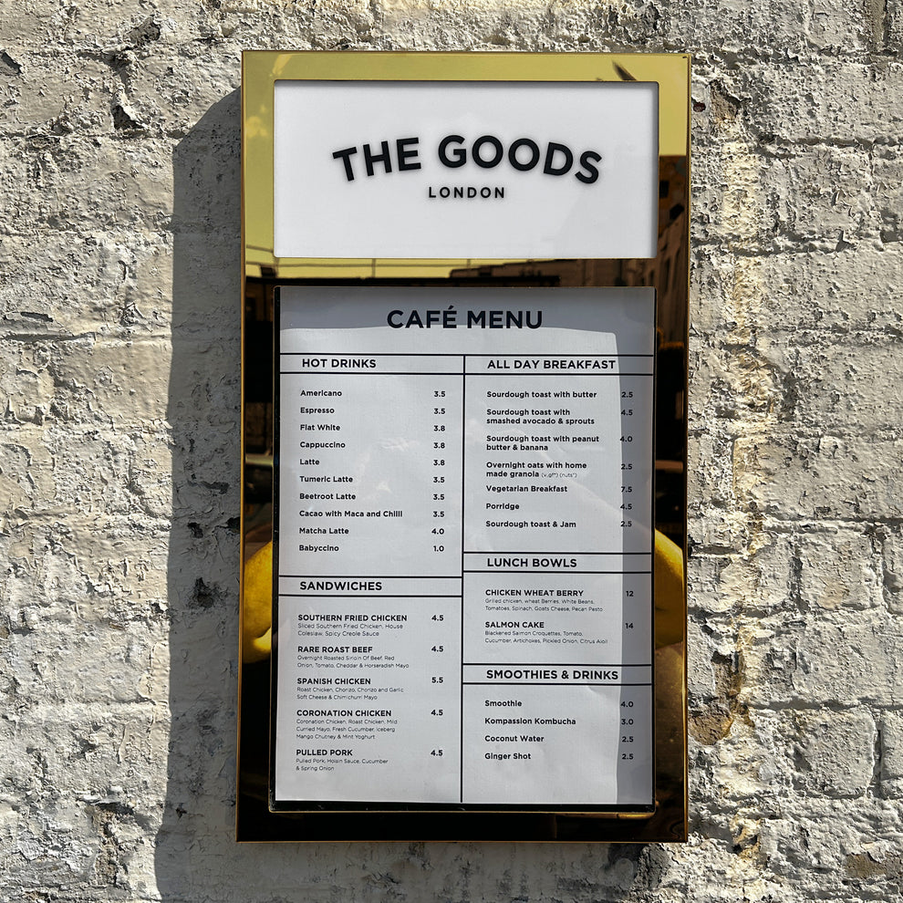 illuminated White Menu Case with your brand logo – The Goods London