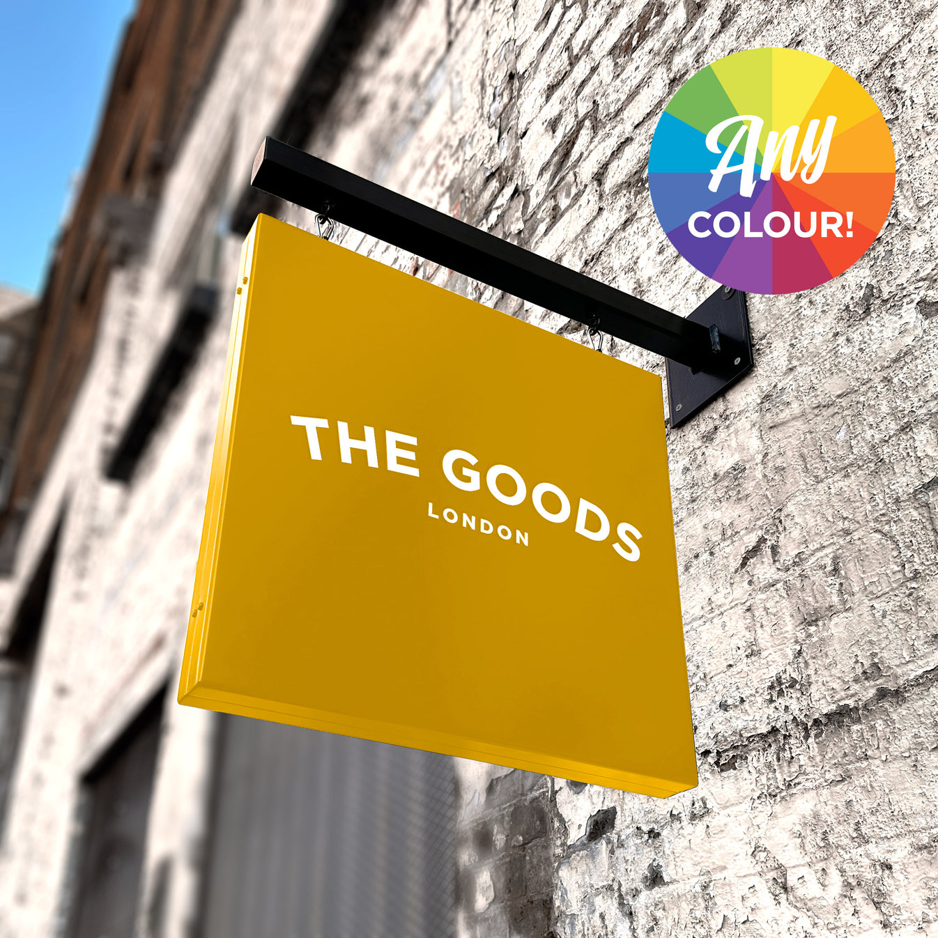 'The Bank' - Outdoor metal box hanging swing sign (Any Colour) – The ...