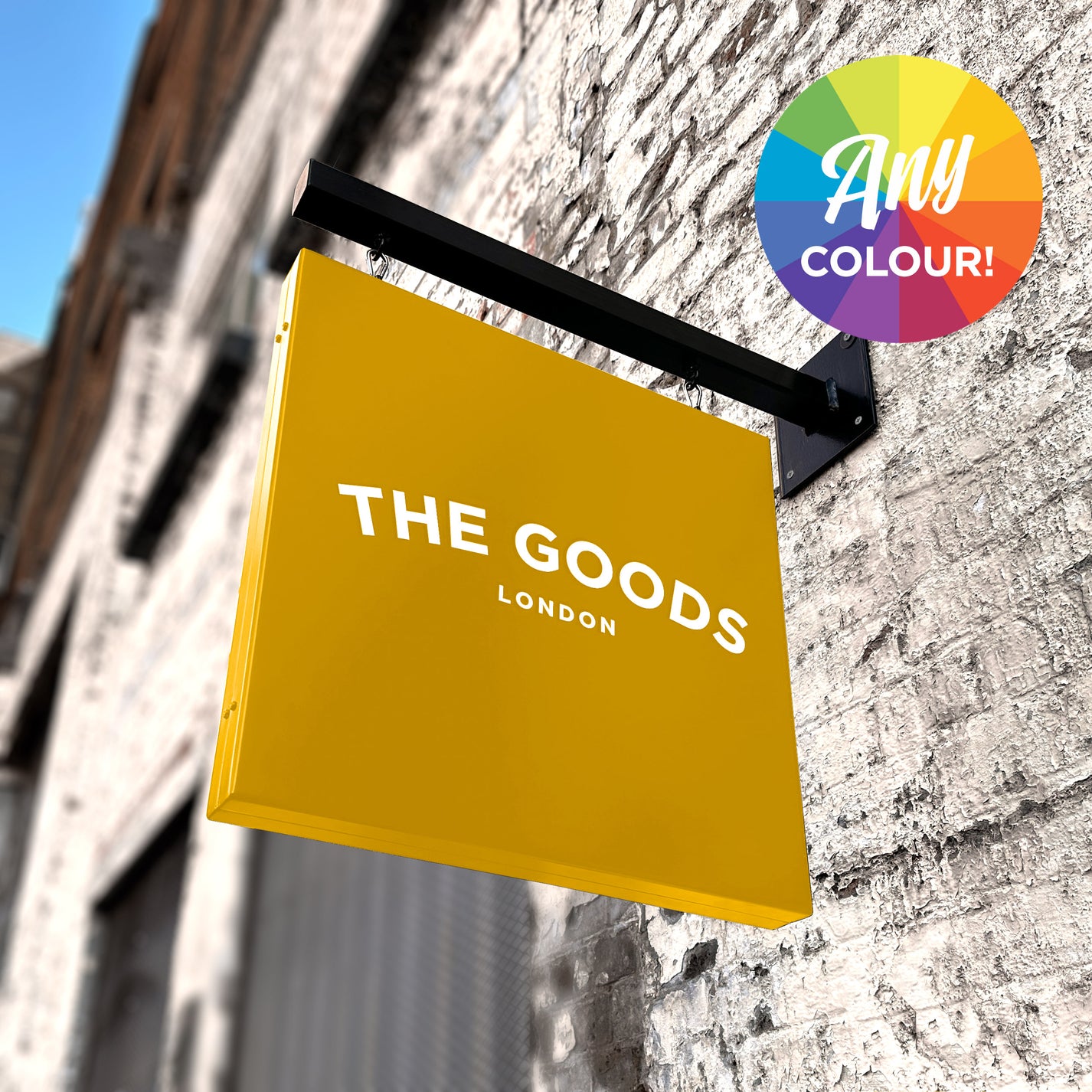 'The Bank' - Outdoor metal box hanging swing sign (Any Colour) – 'The ...