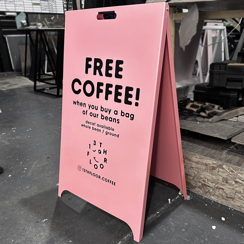 'The Fitzrovia' - Pink 'A' board Pavement Sign – 'The Goods' Signs London