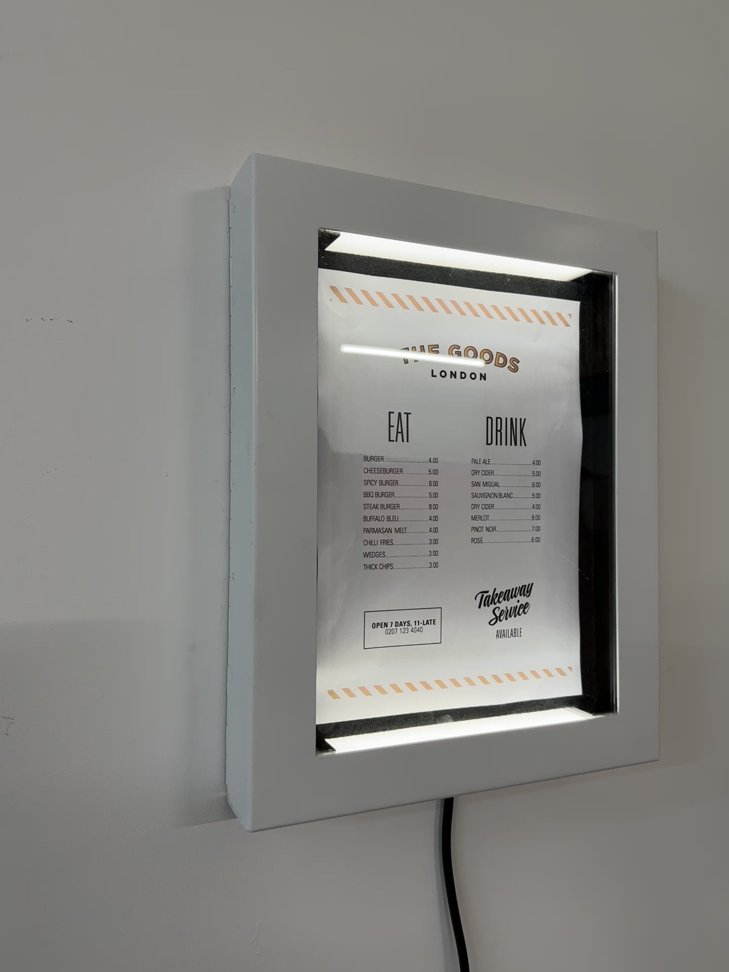 'The Aldwych' - White Lockable Menu Display Case – The Goods London