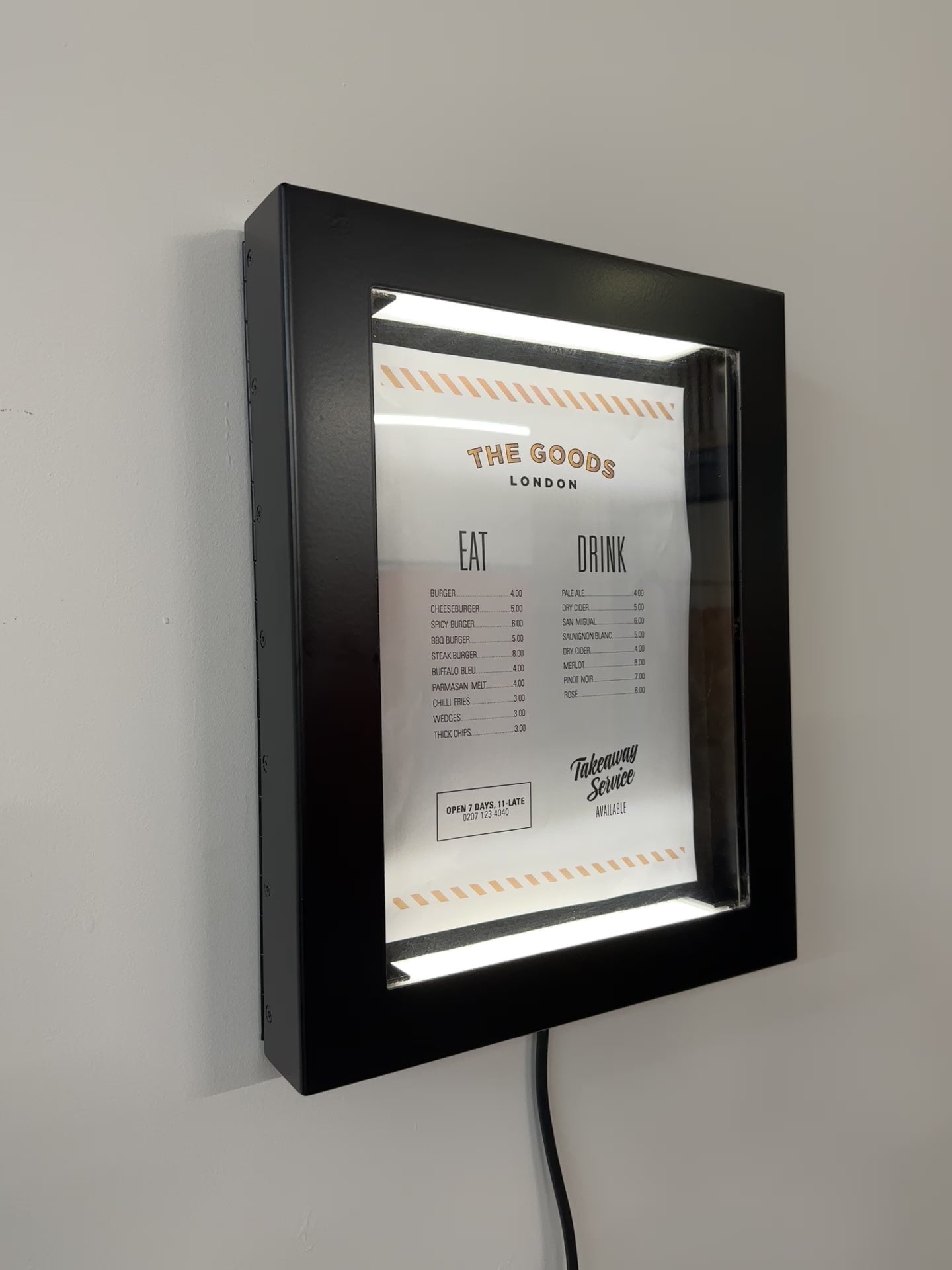 'The Aldwych' - Black Lockable Menu Display Case – The Goods London