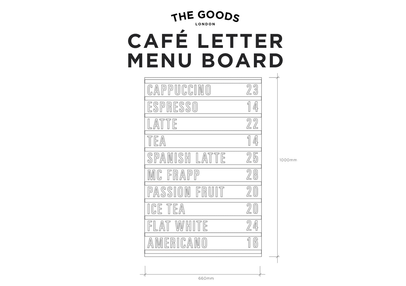 'The Fulham' - Black Café Letter Menu Board – The Goods London