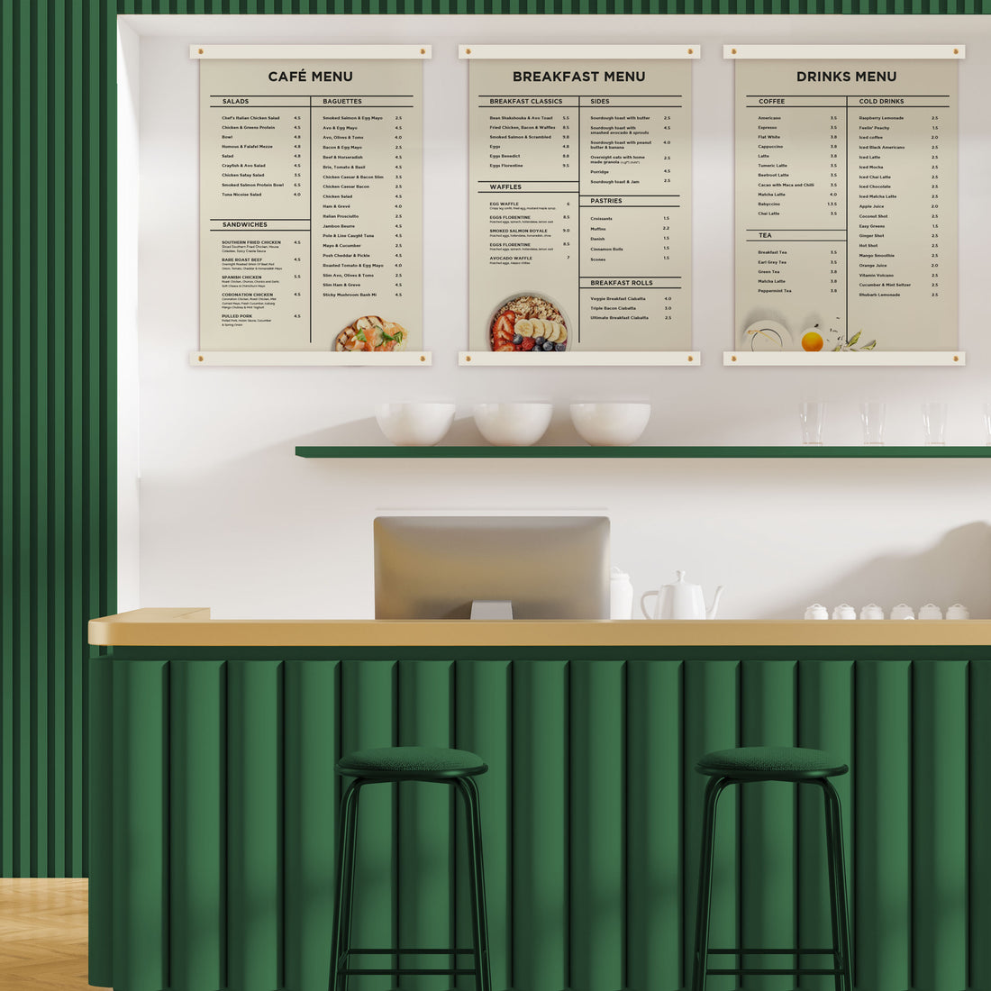 'The Wimbledon' - Wall Mounted Café Menu Boards (White) – The Goods London