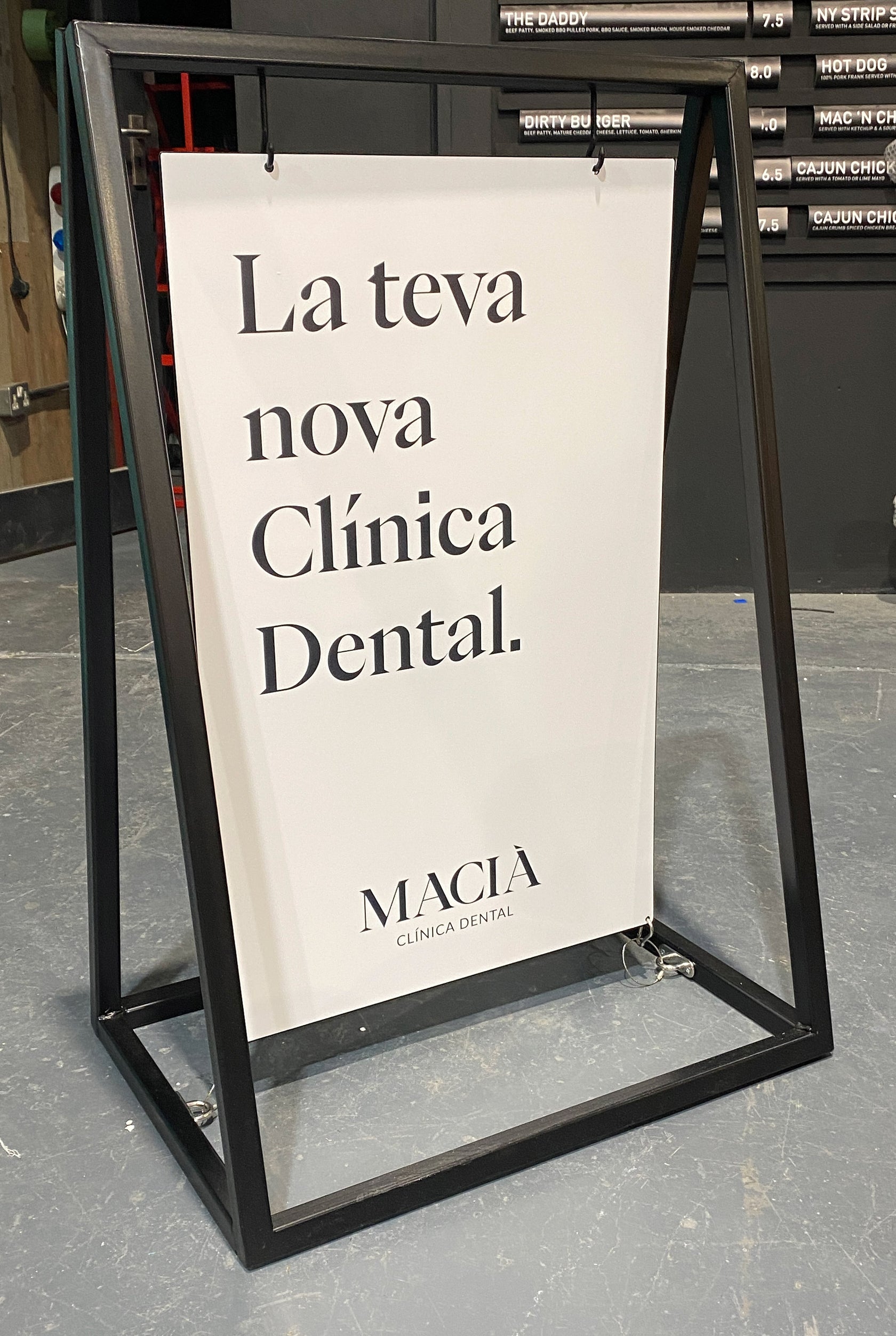 'The Soho' - A Board Sign Metal 'A' frame with swinging panel – 'The ...